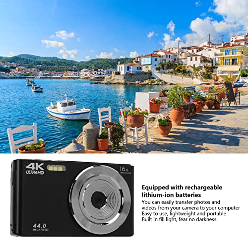 Digital Camera, 4K 16X Digital Zoom Point and Shoot Camera with 2.8 Inch Screen, Portable Compact Camera Travel Camera for Photography (Black)