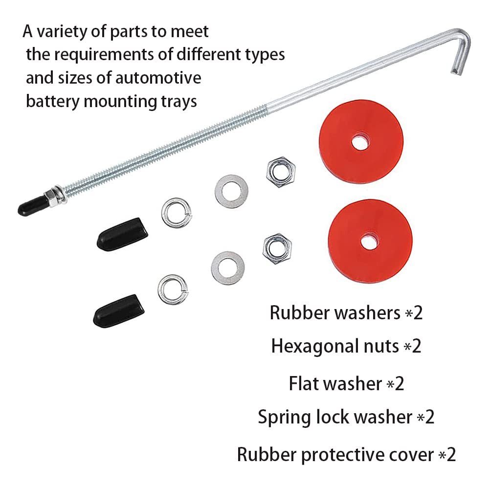 Stainless Steel Car Battery Hold Down Kit - Universal J Bolts & Hooks (10inch/2pcs)