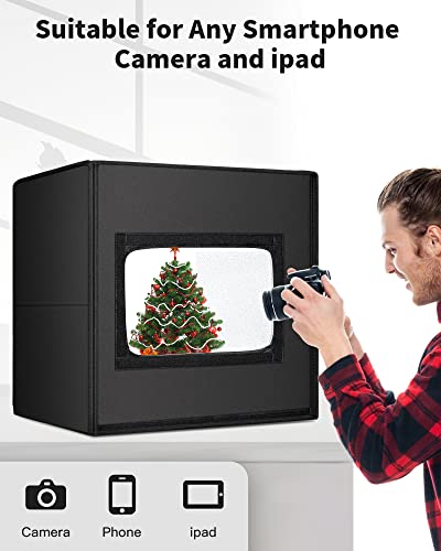 Glendan Light Box Photography, Portable Photo Studio Light Box, 16" x 16" Professional Dimmable Shooting Tent Kit with 216 LED Table Top Light & 6 Backdrops Photo Box for Product Photography