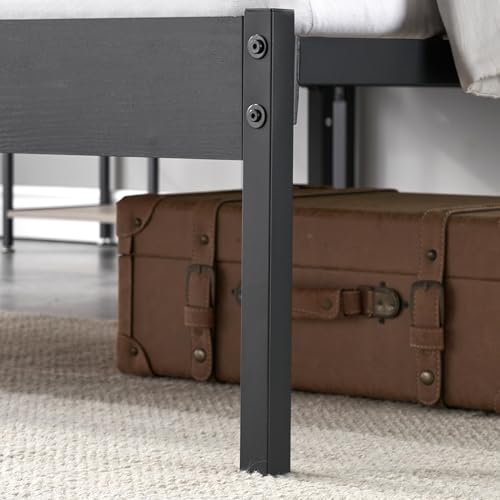 GAOMON 12.6 Inch Queen Size Bed Frame, Queen Platform Bed Frame, Metal Platform Bed Frame with Headboard/Mattress Foundation for Storage/No Box Spring Needed (Black)