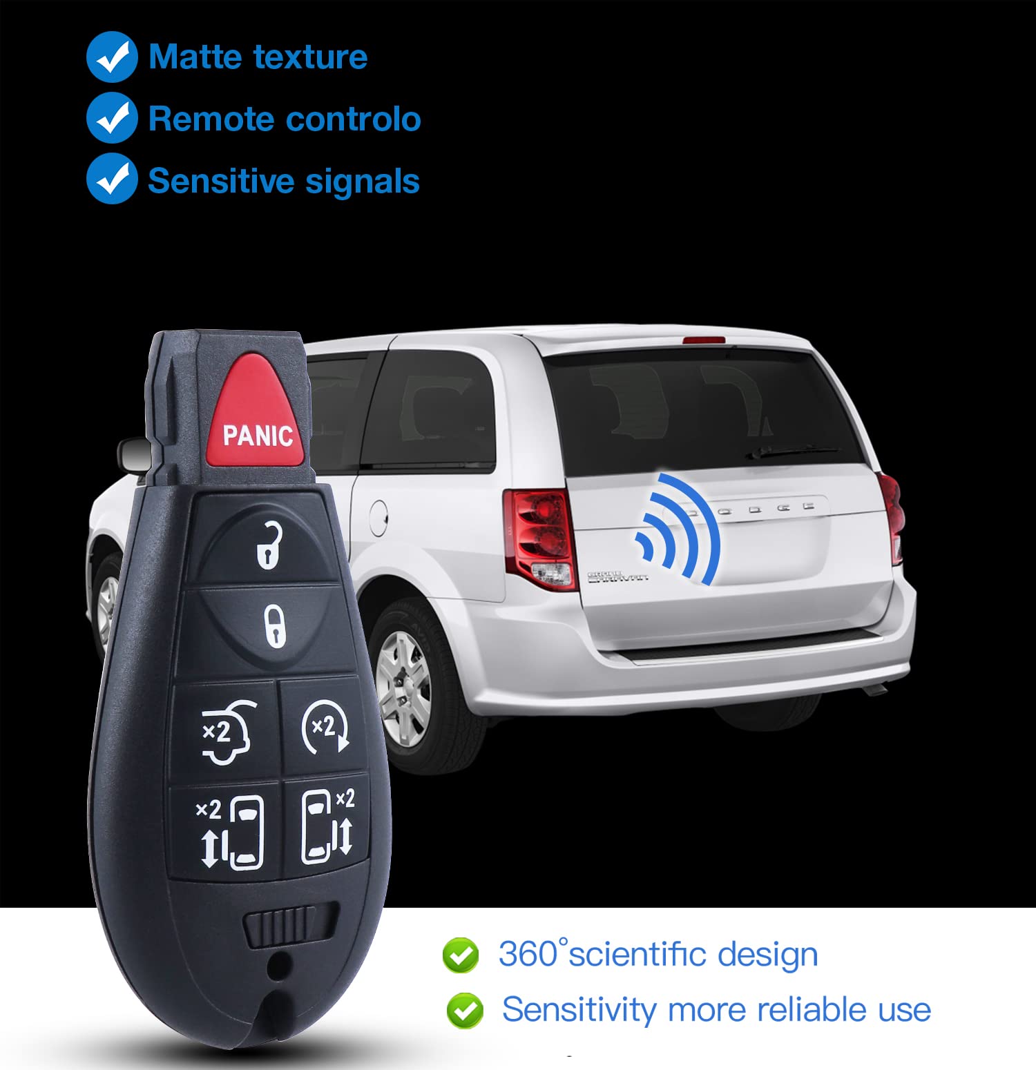 Keyless Entry Replacement Compatible for Chrysler Town and Country Dodge Grand Caravan 2008 2009 2010 2011 2012 2013 2014 2015 2016 2017 2018 Car Remote Control P/N: M3N5WY783X IYZ-C01C