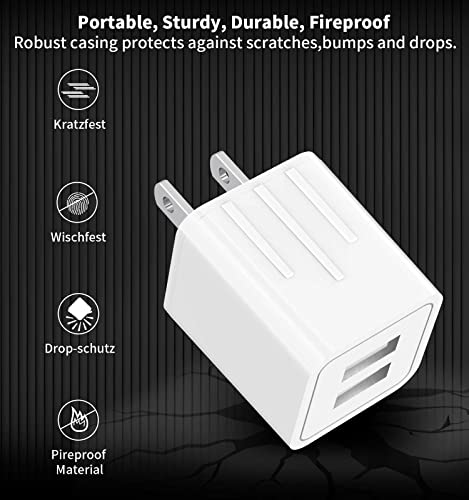 USB Wall Charger, tiavalmax 4-Pack 2.1A Dual Port USB Cube Power Adapter Charger Plug Block Charging Box Brick for iPhone,iPad,Samsung Galaxy,Google Pixel,Moto, LG, HTC, Motorola,Oneplus,Nokia,Kindle