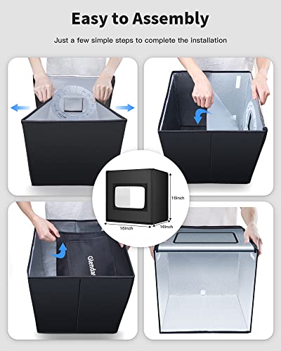 Glendan Light Box Photography, Portable Photo Studio Light Box, 16" x 16" Professional Dimmable Shooting Tent Kit with 216 LED Table Top Light & 6 Backdrops Photo Box for Product Photography