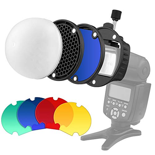TOAZOE Flash Diffuser with Honeycomb Grid Diffuser Ball Color Filter for Godox YONGNUO Canon Square Flash Speedlight