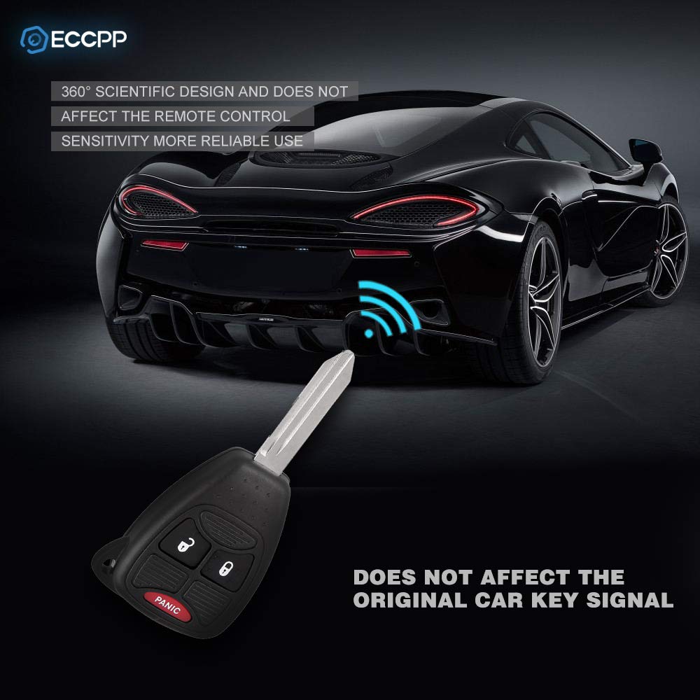 ECCPP OHT692713AA 2X Replacement fit for Uncut Keyless Entry Remote Control Car Key Fob (only Shell Case) for C hrysler for D odge for J eep Series OHT692713AA OHT692427AA OHT692714A M3N5WY72XX