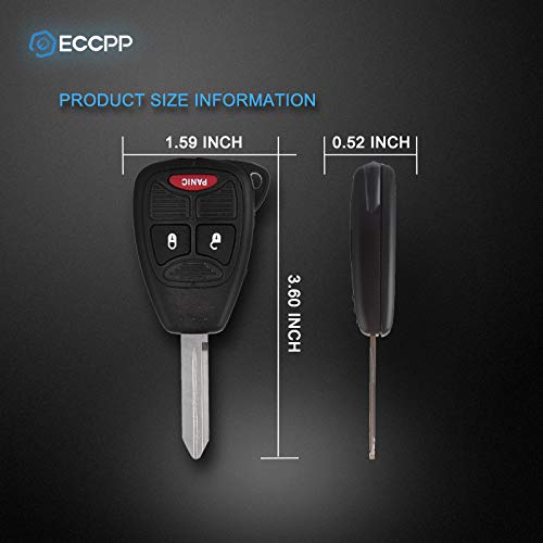 ECCPP OHT692713AA 2X Replacement fit for Uncut Keyless Entry Remote Control Car Key Fob (only Shell Case) for C hrysler for D odge for J eep Series OHT692713AA OHT692427AA OHT692714A M3N5WY72XX