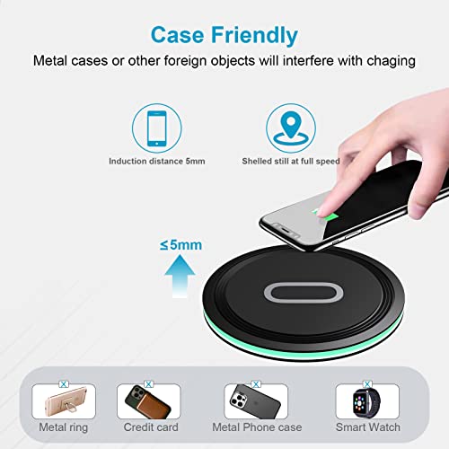 15W Fast Wireless Charger for Pixel 7 Pro/7/6 Pro/6/5/4 XL/4/3/3 XL, Samsung Galaxy S23 S22 Ultra S21 FE S20 S10 Plus S9 S8, iPhone 14 13 12 11 Pro Max, Fast Wireless Charging Pad Station Qi-Certified