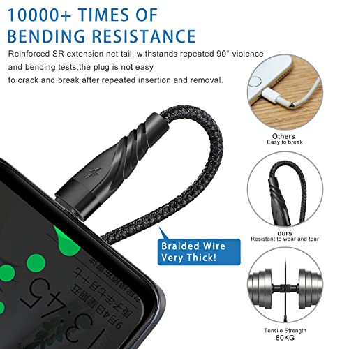 USB A/C to Type C Cable, LHJRY 6.6Ft 65W 3Pack Fast Charging Cable, Support PD/QC 3.0 Fast Charge Compatible with Samsung Galaxy S22 S21 S20 S10 Note 20 10, LG V50 Google Pixel and Other USB C Charger