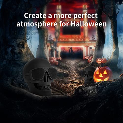 DORNLAT Skull Bluetooth Speakers, Portable Wireless Speaker Built-in Mic, Cool Creative Design Bass Stereo Speaker for Halloween, Party, Travel, Outdoor, Home Decor, Support TF/U Disk/AUX