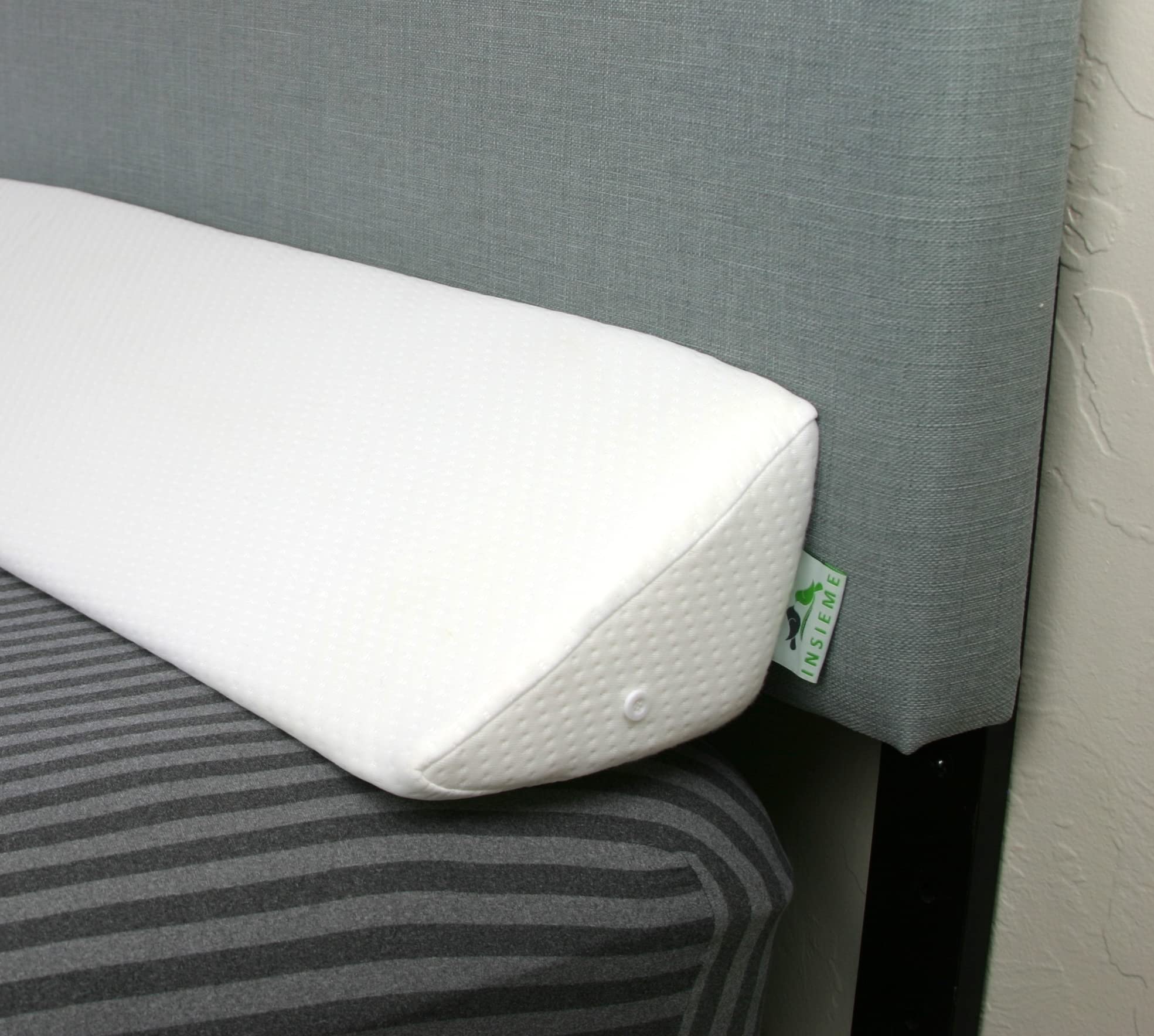 Insieme King Size Headboard Gap Filler (White). Long Bed Wedge Pillow for Covering Cracks Between Bed & Headboard or Wall with Pillow Support (76x8x6 inch)