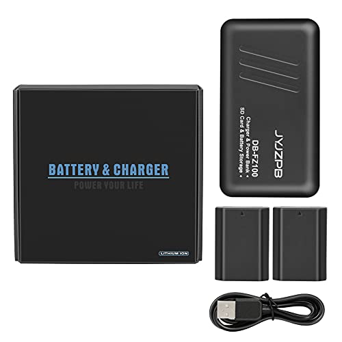 JYJZPB NP-FZ100 Battery Replacement and A7iii Battery Charger for Sony A7 III, Sony Alpha A7R III, A7R IV, A9, A6600, Alpha 9S, A7R3 A7S III, A7R III Battery, 2 Packs
