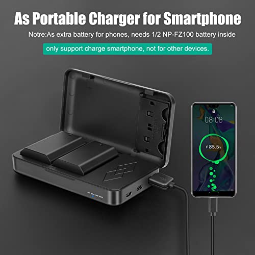 JYJZPB NP-FZ100 Battery Replacement and A7iii Battery Charger for Sony A7 III, Sony Alpha A7R III, A7R IV, A9, A6600, Alpha 9S, A7R3 A7S III, A7R III Battery, 2 Packs