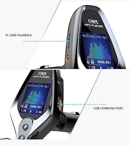 Bluetooth 5.0 FM Transmitter for Car, QC3.0 & TFT Colorful Display Wireless Bluetooth FM Radio Adapter Four Music Player Mode/Car Kit,Hands-Free Calls Support TF Card/U Disc Aux Input/Output