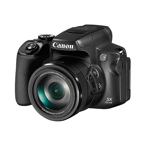 Canon Powershot SX70 20.3MP Digital Camera 65x Optical Zoom Lens 4K Video 3-inch LCD Tilt Screen (Black) (Renewed)