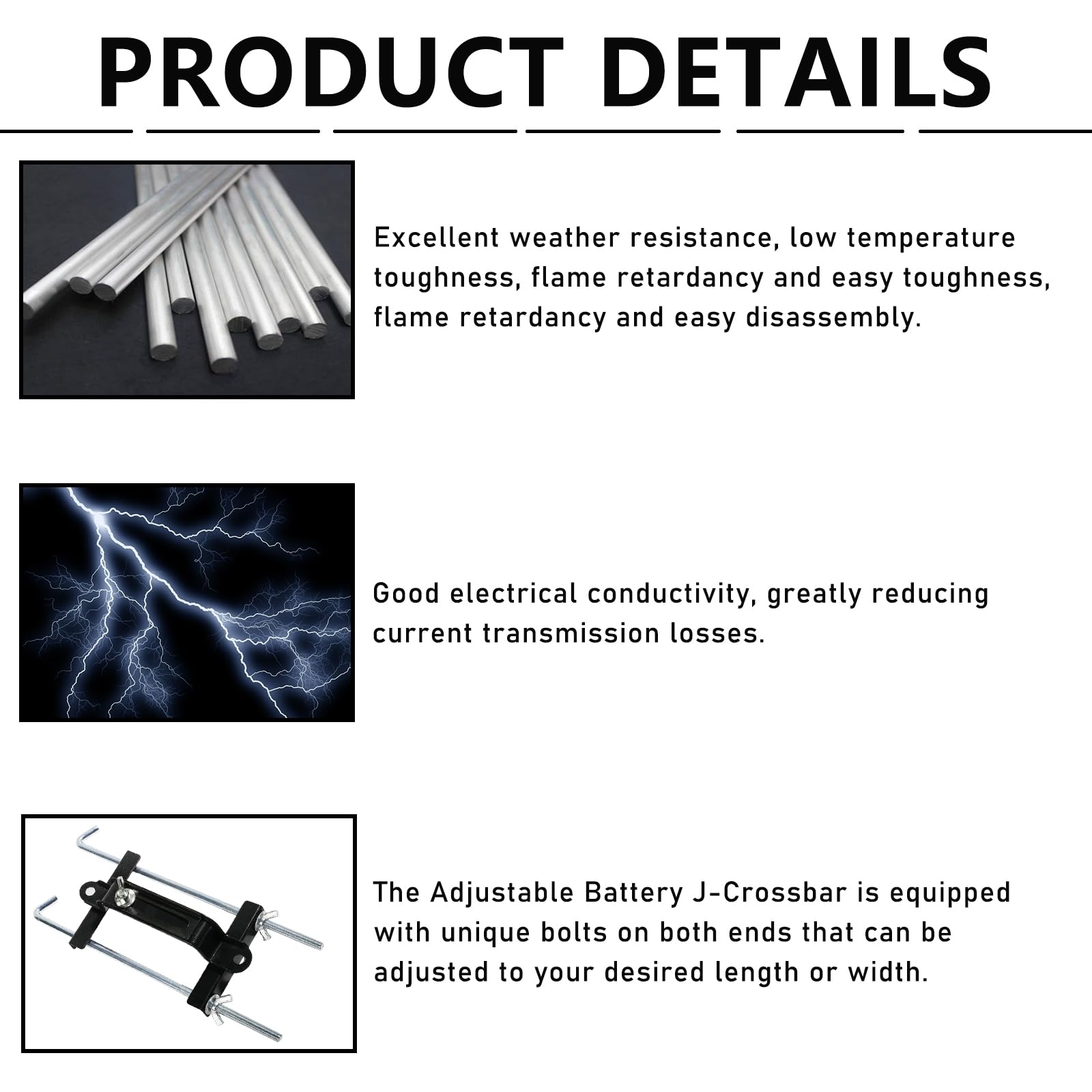 Kewucn Adjustable Battery Hold Down, Car Battery Tie Down Holder Kit, Universal Battery Crossbar with Stainless J Bolt, Automobile Battery Fixing Accessories for Cars, SUV, RV (9 inch bolts)