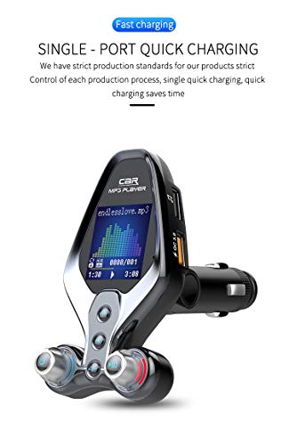 Bluetooth 5.0 FM Transmitter for Car, QC3.0 & TFT Colorful Display Wireless Bluetooth FM Radio Adapter Four Music Player Mode/Car Kit,Hands-Free Calls Support TF Card/U Disc Aux Input/Output