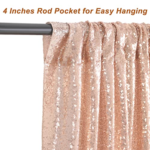 Rose Gold Glitter Sequin Backdrop Curtains 4 Pieces 2ftx8ft Dessert Backdrop Wedding Party Decor Glitter Photography Background