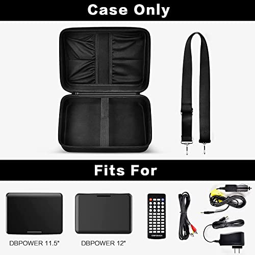 Case Compatible with DBPOWER 11.5" 12" Portable DVD Player for Car, Holder Storage Bag with Strap & Net Pocket for Battery, Car Charger, Power Adaptor and Remote Control (Case Only)