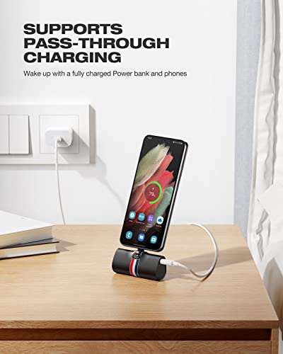VIYISI Mini Portable Charger USB C,5000mAh 20W PD Fast Charging Battery Pack with Stand,LED Display Power Bank Compatible with Samsung S22/S21/S10/S9,Note,Moto,LG,Oculus Quest,Android Phones etc-Black