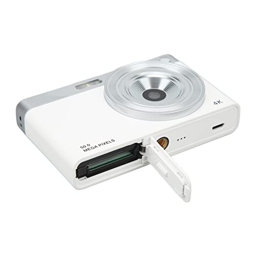Digital Camera, Kids Camera 4K Digital Camera 2.88in IPS HD Mirrorless 16X Zoom 50MP Compact Portable Mini Cameras for 4-15 Year Old Kid Children Teen Student Girls Boys(White)