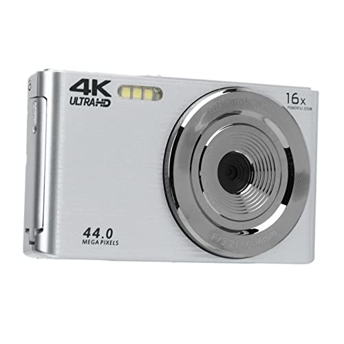 Digital Camera, 4K 16X Digital Zoom Point and Shoot Camera with 2.8 Inch Screen, Portable Compact Camera Travel Camera for Photography (Silver)