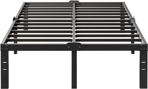 LIJQCI 14 inch Queen Bed Frame Metal Platform Frame no Box Spring Needed Black Heavy Duty Sturdy Steel Easy Assembly with Storage Sturdy Steel Slats Support 3500lbs