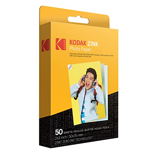 Kodak Printomatic Digital Instant Print Camera (Yellow) & Printomatic Digital Instant Print Camera (Black) & 2"x3" Premium Zink Photo Paper (50 Sheets) (Pack of 1)