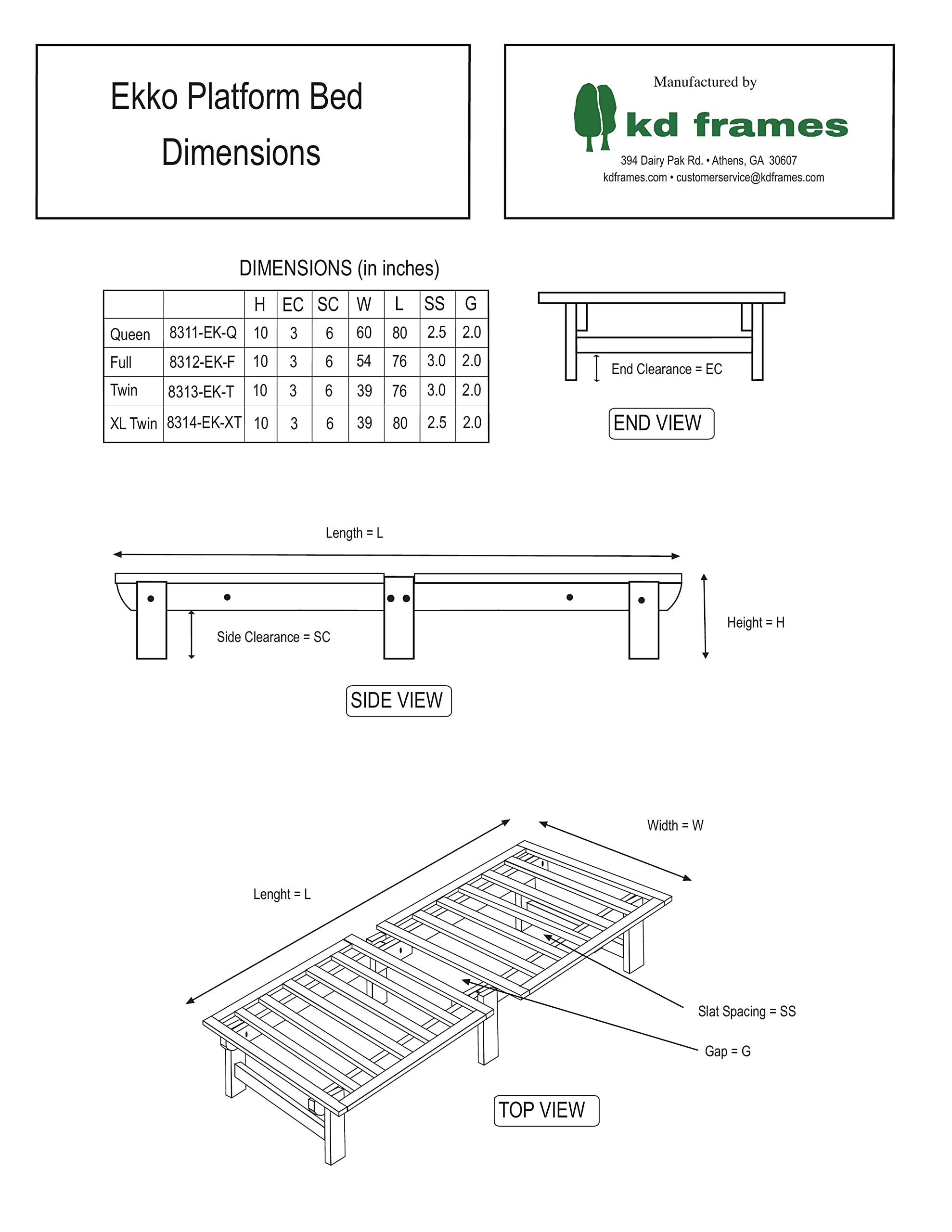 KD Frames Ekko Platform Bed - Queen Bed Frame - Unfinished Wood Bed Frame - Natural, Minimalist Bed - Floating Bed Design - Easy Assembly, No Box Spring Needed - Solid Wood Queen Platform Bed