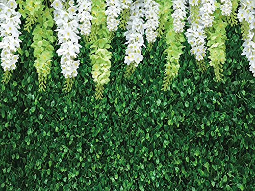 CHAIYA 10x8ft Greenery Backdrop with Flowers Green Leaf White Flower Photo Backdrops Bridal Shower Backdrop for Wedding Backdrops Reception Ceremony Birthday Party Decoration CY-027