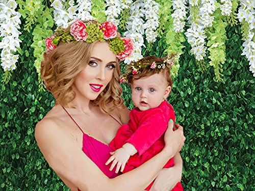 CHAIYA 10x8ft Greenery Backdrop with Flowers Green Leaf White Flower Photo Backdrops Bridal Shower Backdrop for Wedding Backdrops Reception Ceremony Birthday Party Decoration CY-027