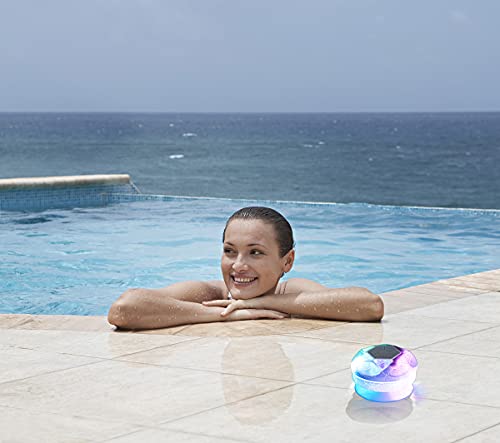 Vivianus Small Bluetooth Shower Speaker with LED Tattoo in Diamond Shape,1000mAH Rechargeable Battery, Wireless Speaker with TWS, Subwoofer Sound Effect,White