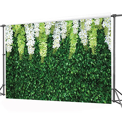 CHAIYA 10x8ft Greenery Backdrop with Flowers Green Leaf White Flower Photo Backdrops Bridal Shower Backdrop for Wedding Backdrops Reception Ceremony Birthday Party Decoration CY-027