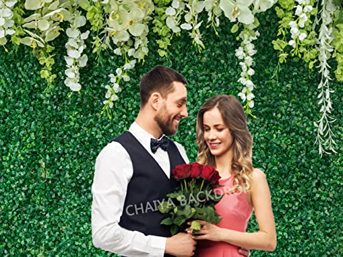CHAIYA 10x8ft Greenery Backdrop with Flowers Green Leaf White Flower Photo Backdrops Bridal Shower Backdrop for Wedding Backdrops Reception Ceremony Birthday Party Decoration CY-027