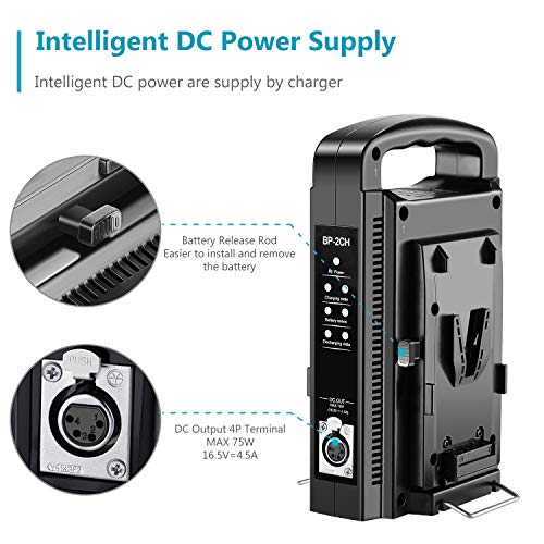 Neewer BP-2CH Dual Channel V-Mount/V Lock Battery Charger with DC 16.5V Power Supply Output Compatible with Any V-Mount Battery (XLR Cable/Battery Not Included)