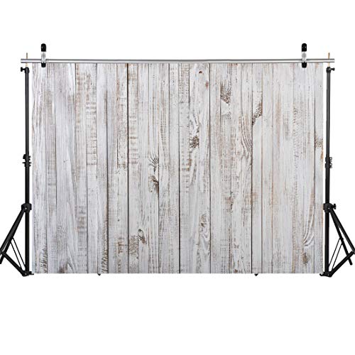 WOLADA 8x6FT Vintage Wood Backdrop Retro Rustic White Gray Wooden Floor Backdrops for Photography Kids Adult Photo Booth Video Shoot Vinyl Studio Prop 11890