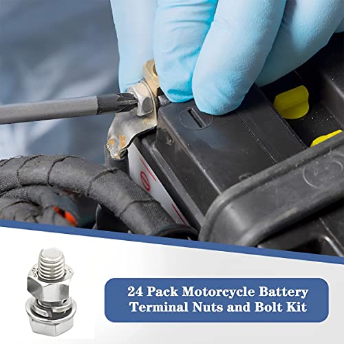 Motorcycle Battery Terminal, 20 Pack M6 x16mm M6 x20mm Motorcycle Battery Terminal Bolt Square Nut Kit, 304 Stainless Steel Battery Screw and Nut, Motorcycle Accessories for ATV Scooter (M6x16mm)