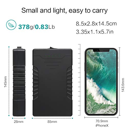 Talentcell Rechargeable 12V 6000mAh/5V 12000mAh DC Output Lithium ion Battery Pack for LED Strip and CCTV Camera, Portable Li-ion Power Bank with Charger, Black