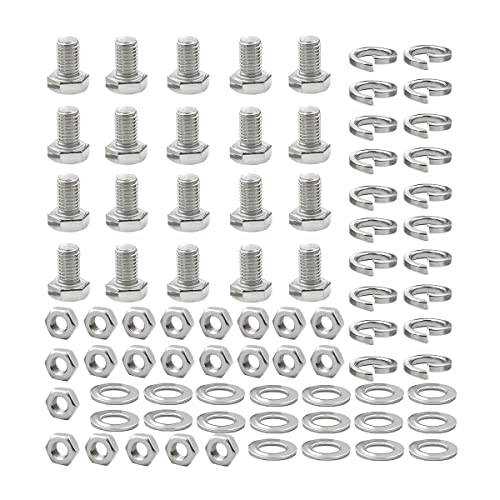 Motorcycle Battery Terminal, 20 Pack M6 x16mm M6 x20mm Motorcycle Battery Terminal Bolt Square Nut Kit, 304 Stainless Steel Battery Screw and Nut, Motorcycle Accessories for ATV Scooter (M6x16mm)