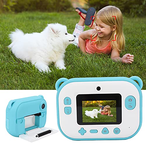 Instant Print Camera, Portable Digital Camera Printing Camera 200DPI for Kid for Children(Blue)