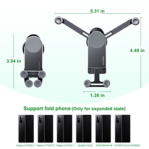 Xuenair Amazing Z Fold Car Mount Universal Z Fold 4 Car Mount Aluminum,Vent Samsung Z Fold 3 Car Mount for Galaxy Z Fold 4 3 2[Without CASE] S21 S20 iPhone 13 pro max 4.7-8" Phones-Black