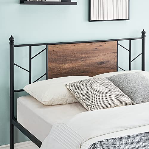 GAOMON 12.6 Inch Queen Size Bed Frame, Metal Platform Bed Frame with Wooden Headboard and Footboard, Mattress Foundation, No Box Spring Needed, No Box Spring Needed, Noise Free (Queen)