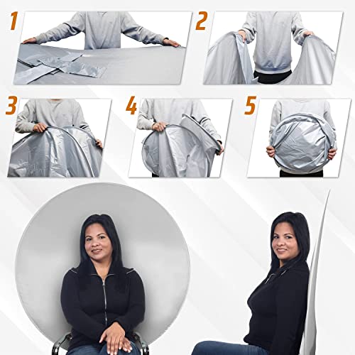 Webaround Mega 63" | Grey | Portable Collapsible Webcam Backdrop | Attaches to Any Chair | Wrinkle-Resistant Fabric | Ultra-Quick Setup and Takedown | Perfect for Zoom, Webex, Teams, etc.