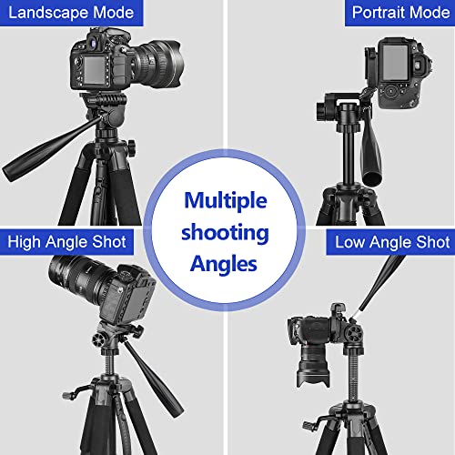 Aureday 74’’ Camera Tripod with Travel Bag,Cell Phone Tripod with Wireless Remote and Phone Holder, Compatible with DSLR Cameras,Cell Phones,Projector,Webcam,Spotting Scopes