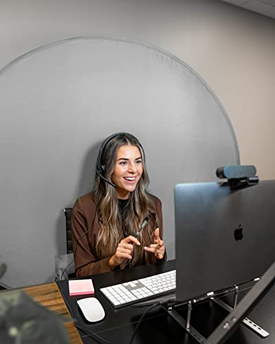 Webaround Mega 63" | Grey | Portable Collapsible Webcam Backdrop | Attaches to Any Chair | Wrinkle-Resistant Fabric | Ultra-Quick Setup and Takedown | Perfect for Zoom, Webex, Teams, etc.