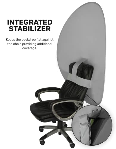 Webaround Mega 63" | Grey | Portable Collapsible Webcam Backdrop | Attaches to Any Chair | Wrinkle-Resistant Fabric | Ultra-Quick Setup and Takedown | Perfect for Zoom, Webex, Teams, etc.