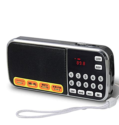 AM FM Portable Pocket Radio Battery Operated - with Best Reception Blue AM FM Compact USB Rechargeable Radios Music Player Support Micro SD/TF Card Slot