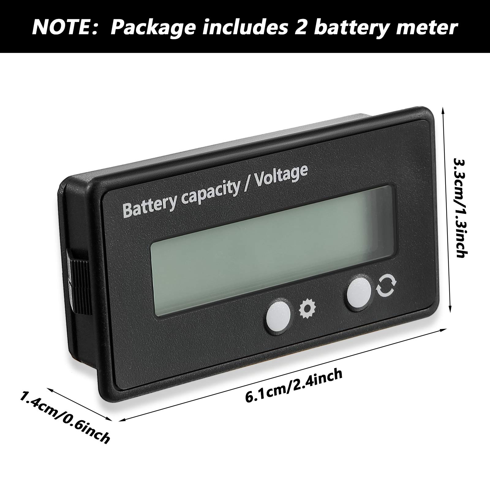 Frienda 2 Pieces DC 12V 24V 36V 48V 72V Battery Meter with Alarm, Front Setting and Switch Key, Battery Capacity Voltage Indicator Gauge, Monitors Lead-Acid and Lithium ion(White)