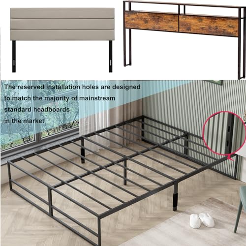 HOMWAYART Heavy Duty Bed Frames Queen Size No Box Spring Needed, Cheap 14 Inch High Black Metal Platform Base De Cama Queen,Clearance Simple Double Bedframe.