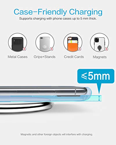 Fast Wireless Charger,Vebach Wireless Charging pad Compatible with iPhone 14/13/12 Pro Max/12/13/12 Mini/SE/11/11 Pro/XS/XR/8,Galaxy S20 S10 S9 S8, Note 10 Note 9 etc