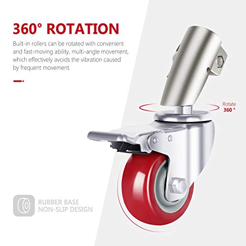 Neewer 6-Pack Professional Swivel Caster Wheel Sets, 75mm Diameter, Durable Metal Construction and Rubber Base, ONLY Compatible with Neewer C Stand for Studio Photography Video Shooting (Silver)